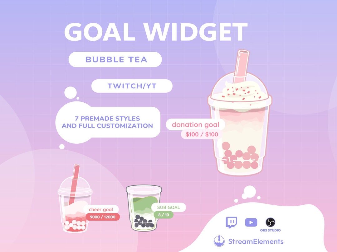 Goal Widget Bubble Tea | Twitch/yt Streamelements - Etsy