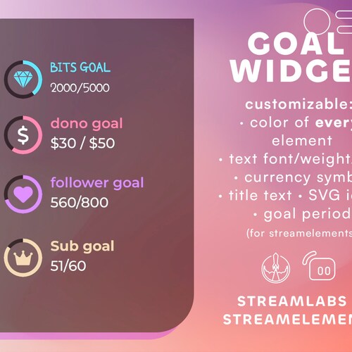 Animated Purple Midnight Chat and Goal Widget for Stream - Etsy