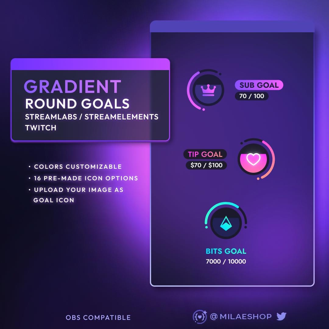 Goal Widget | Twitch | Streamelements Streamlabs | OBS | Gradient - Etsy
