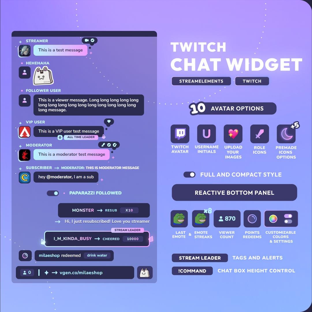 Messenger 2.0 Twitch Chat Widget | Streamelements - Etsy