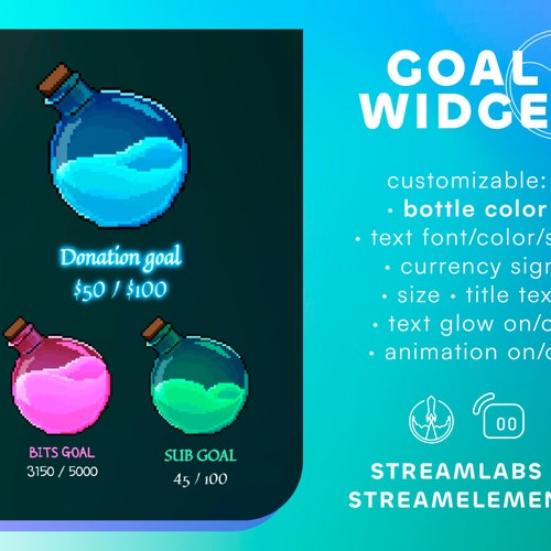 Animated Purple Midnight Chat and Goal Widget for Stream - Etsy