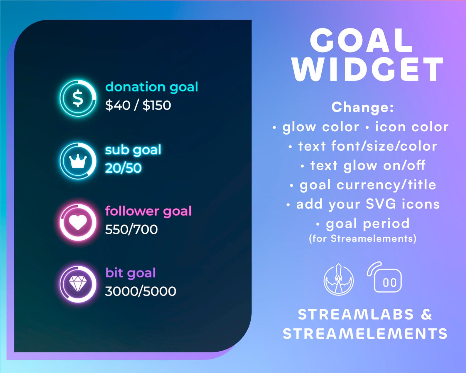 Twitch Goal Widget for Stream - Etsy