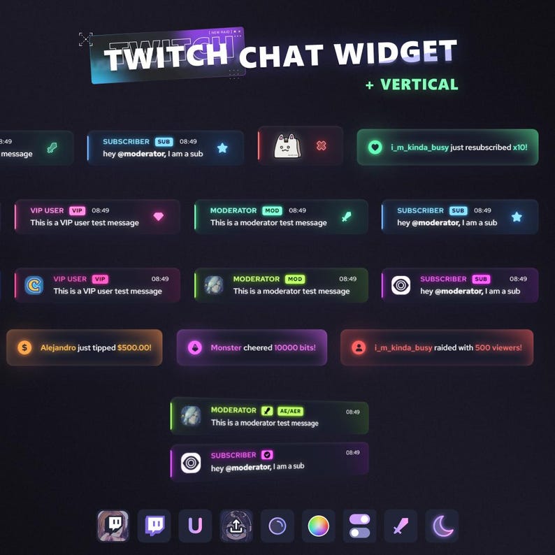 Glowy Chat Widget | Horizontal and Vertical | Twitch Streamelements - Etsy