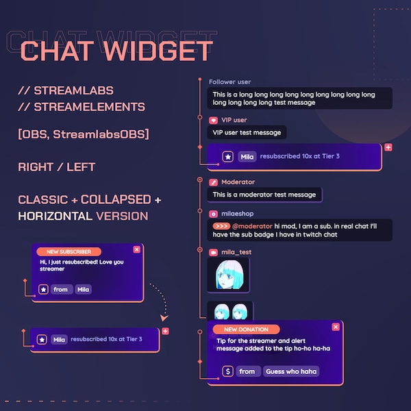 Horizontal Chat Etsy