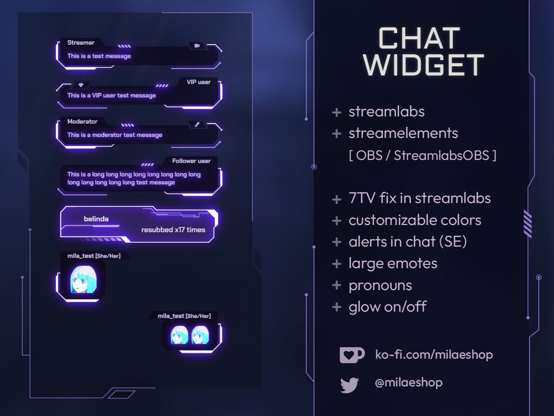Cyber Style Chat Widget for Twitch Streamelements and Streamlabs - Etsy