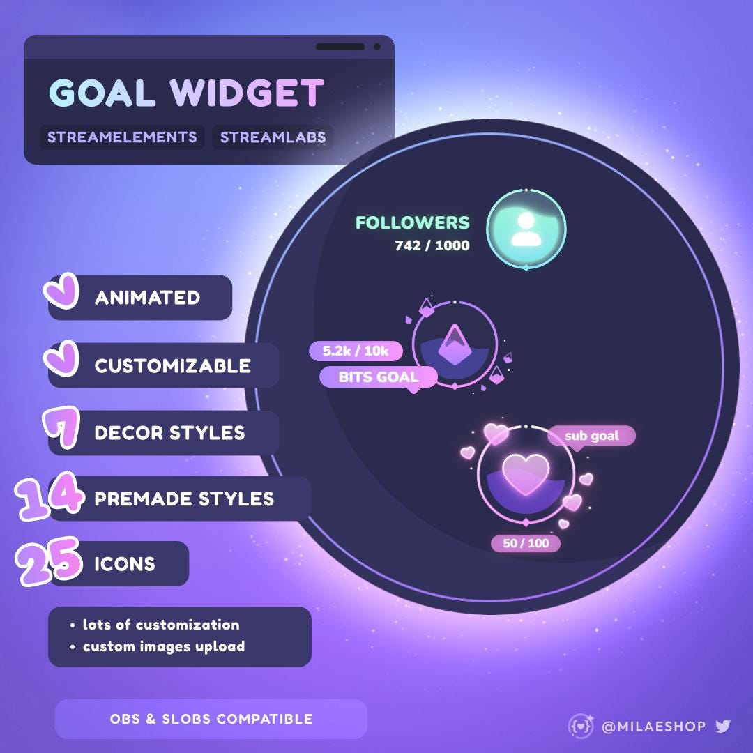 Customizable Goal Widget | Twitch & Youtube | Streamelements Streamlabs ...