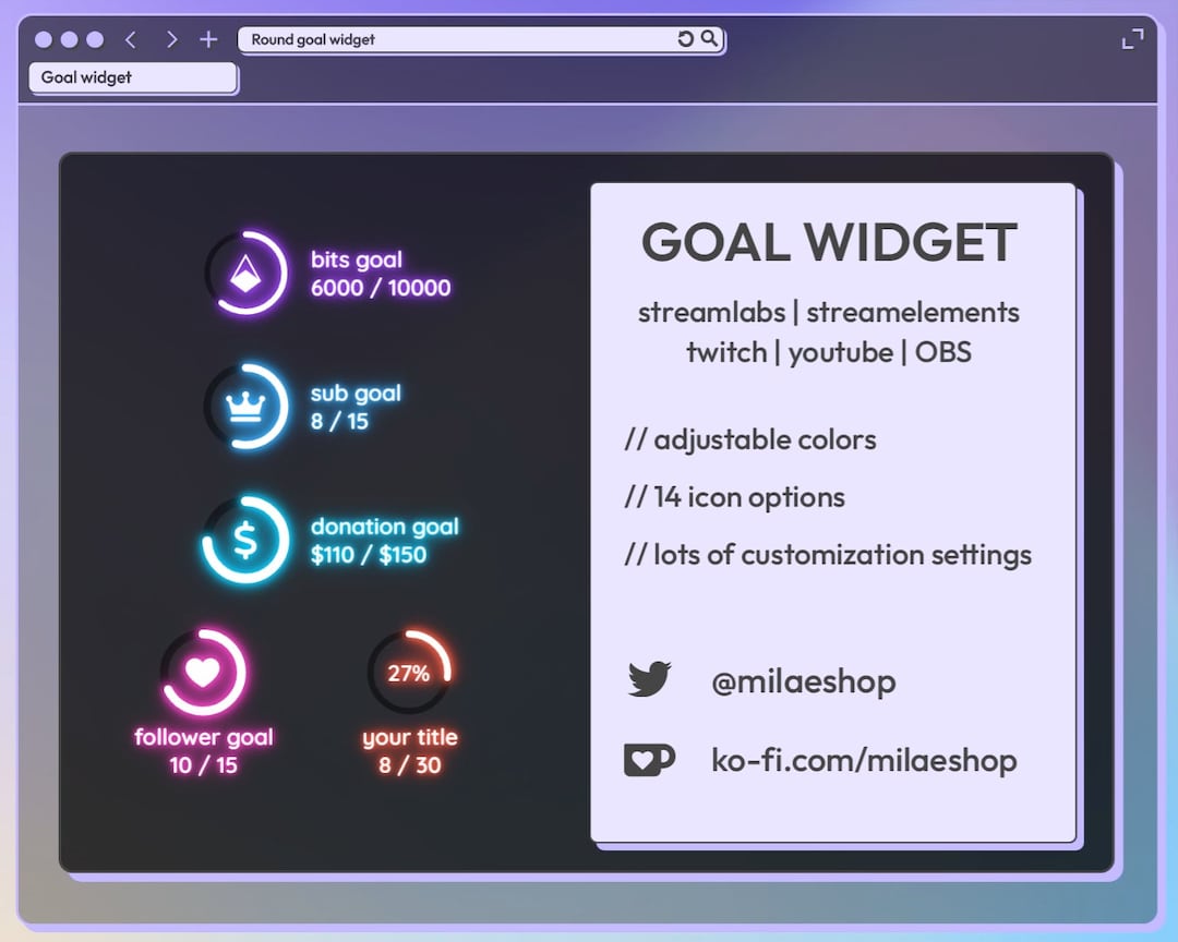 Twitch|youtube Goal Widget for Stream - Etsy