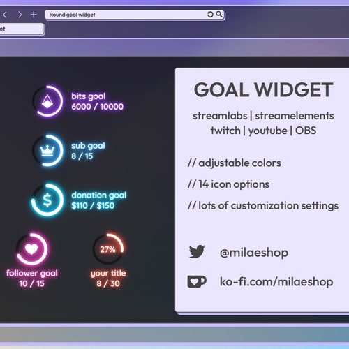 Goal Widget for Stream Twitch Goal - Etsy