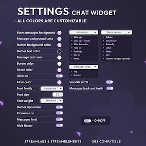 Multistyle Chat Widget + Minimal Version | 6 Decor Options | Twitch - Etsy