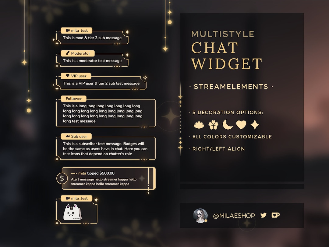 Chat Widget Streamelements [multiple Decor Options] - Etsy