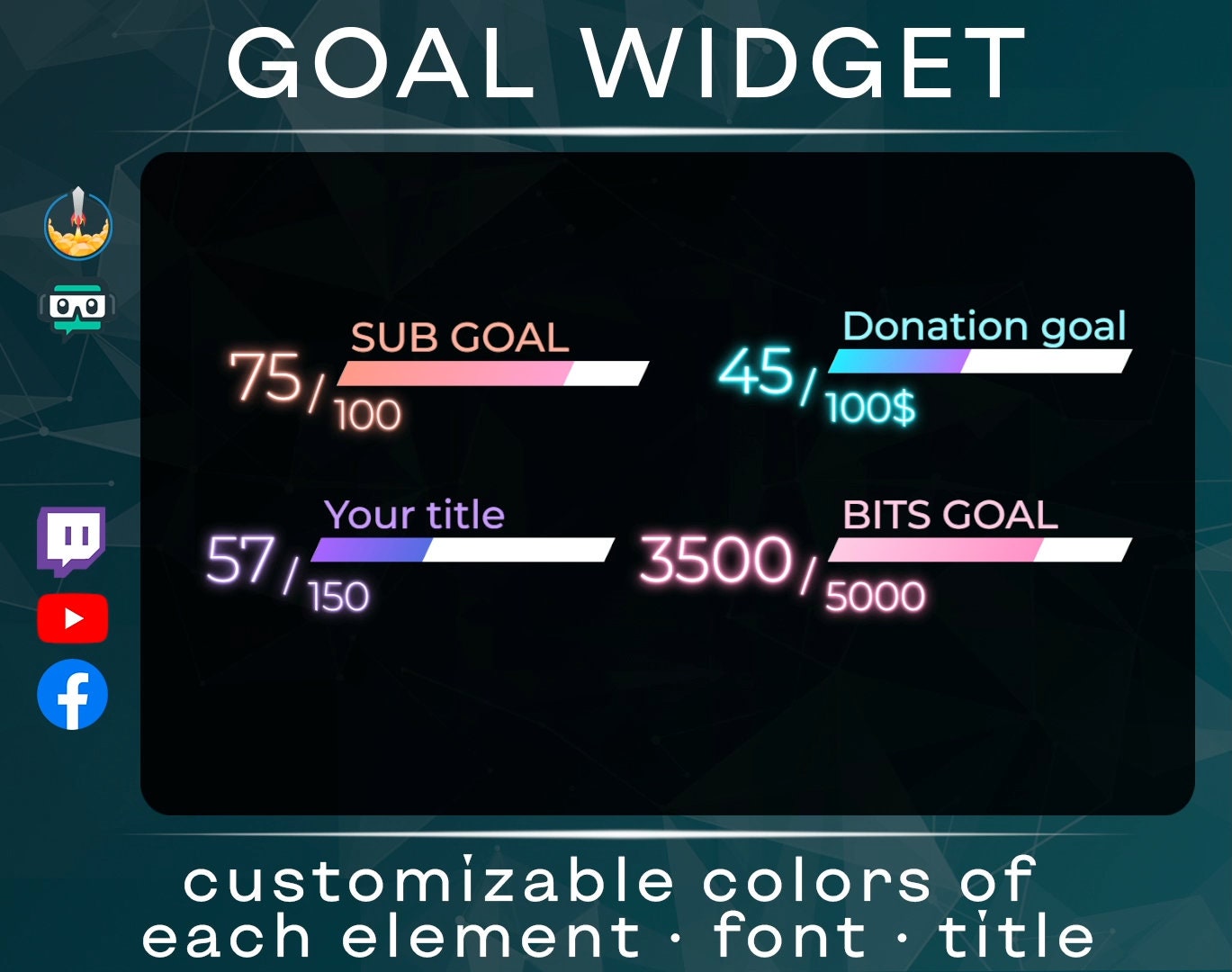 Goal Widget for Stream twitch Goal Youtube and Facebook - Etsy Ireland