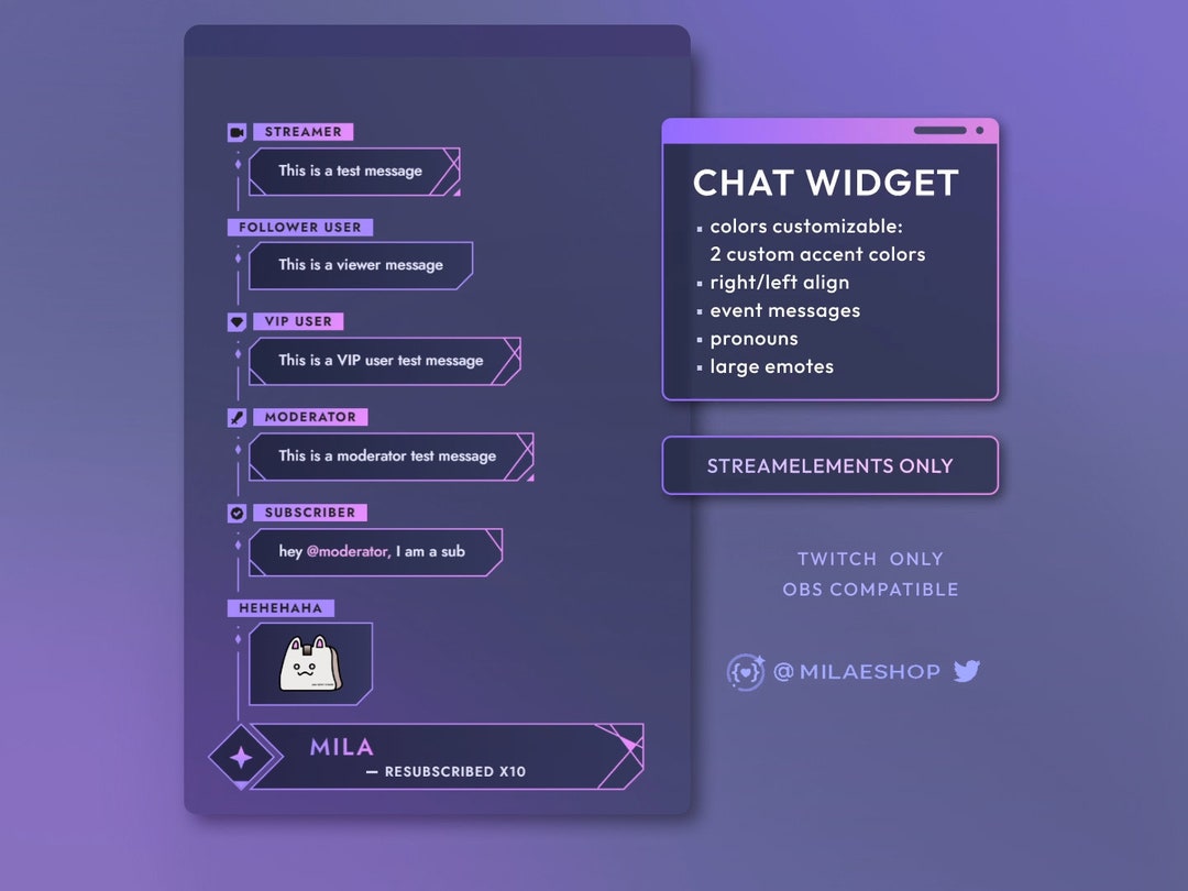 Chat Widget Streamelements Twitch Etsy