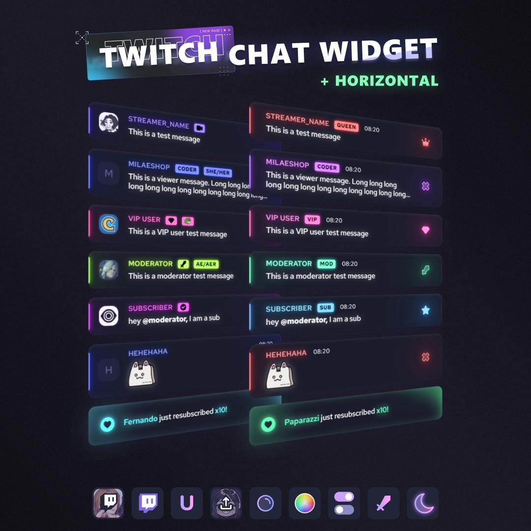 Glowy Chat Widget | Horizontal and Vertical | Twitch Streamelements - Etsy