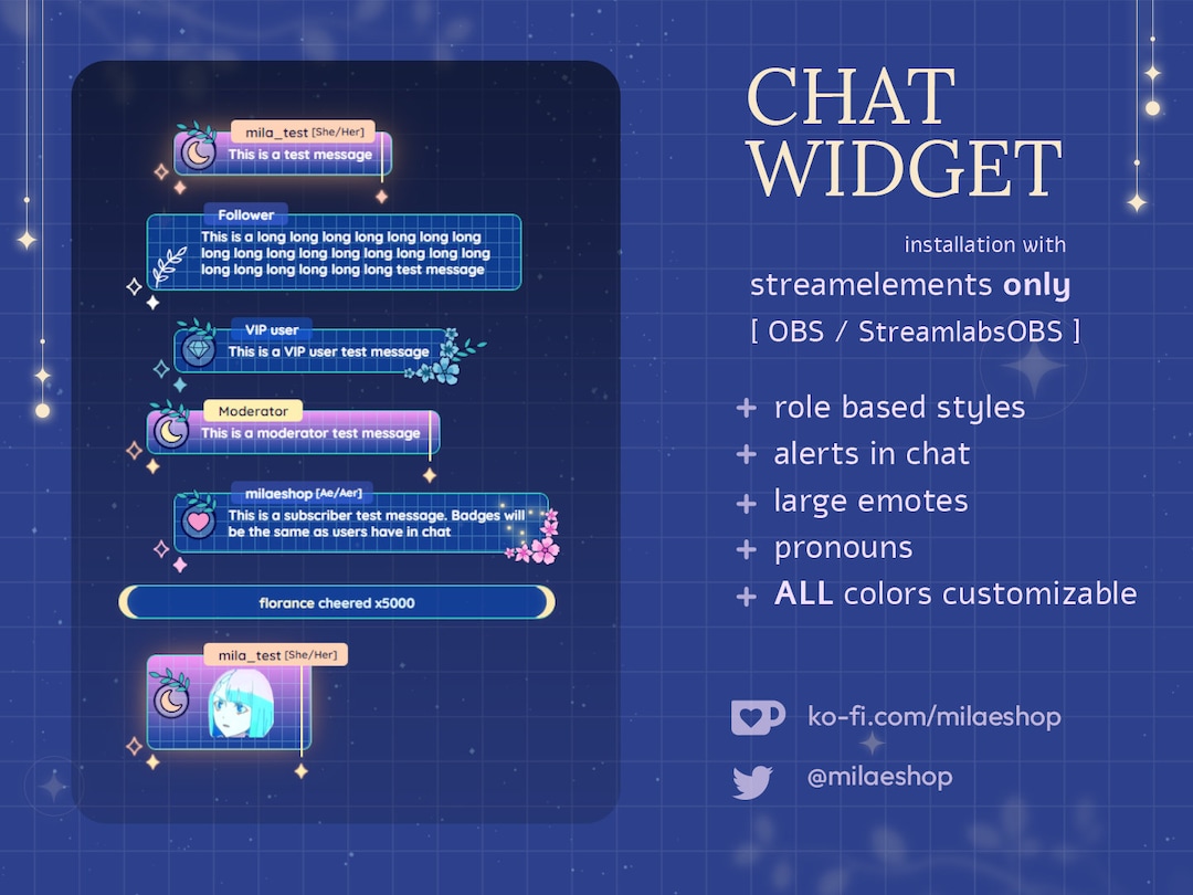Floral Chat Widget for Twitch Streamelements - Etsy