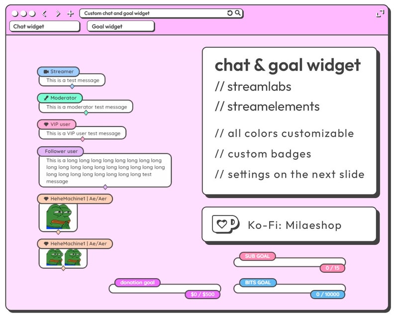Pastel Chat and Goal Widget for Twitch - Etsy UK