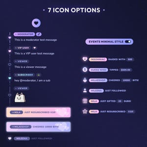 Gradient Twitch Chat Widget | 7 Icons | Event Messages | Streamelements ...