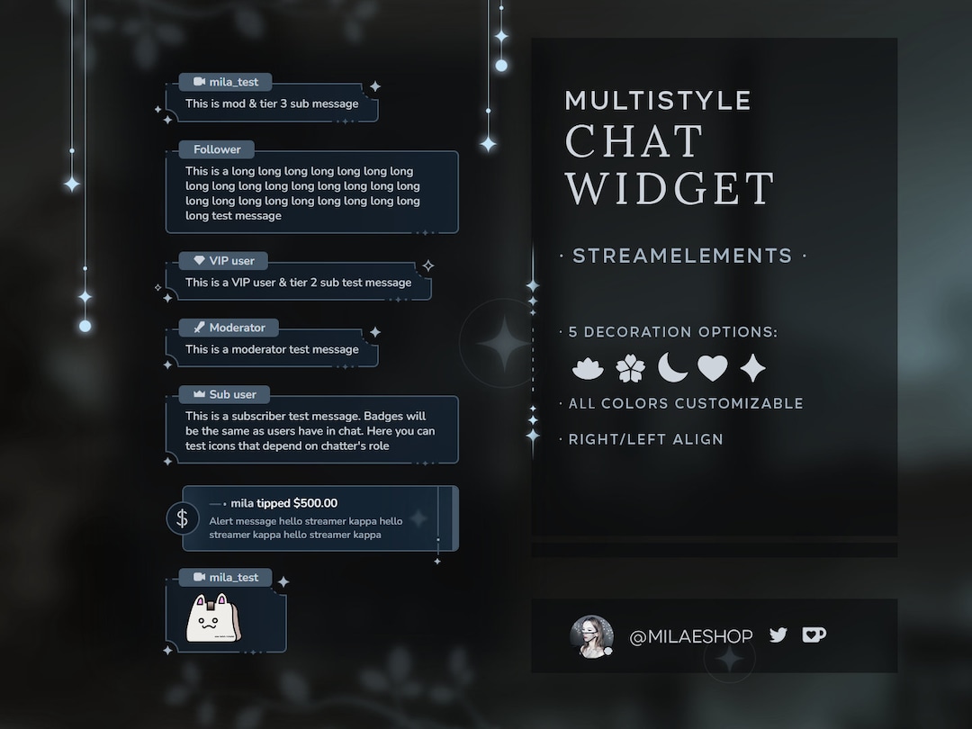 Chat Widget Streamelements [multiple Decor Options] - Etsy