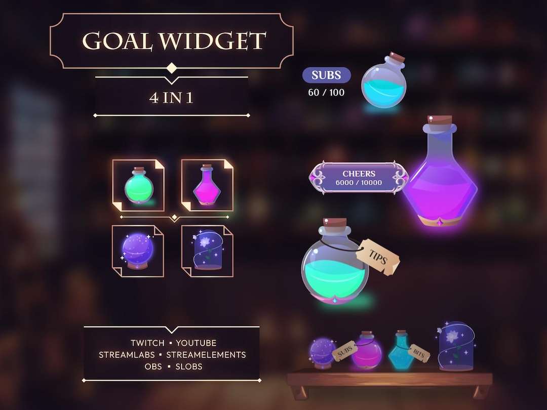 4 in 1 | Potion Bottle Goal Widget | Twitch & Youtube - Etsy
