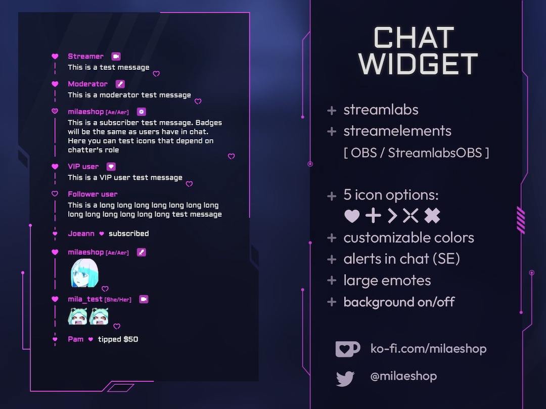 Chat Widget For Twitch Streamlabs Streamelements Etsy