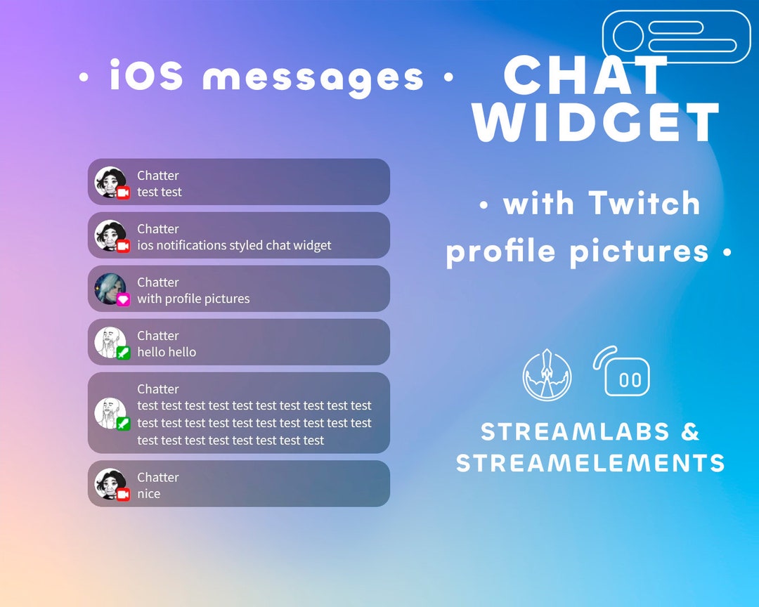 Widget de cuadro de chat de Twitch para transmisiones con avatares ...