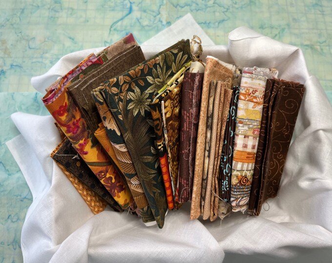 Fabric Scrap Bags Brown Bundle - Etsy