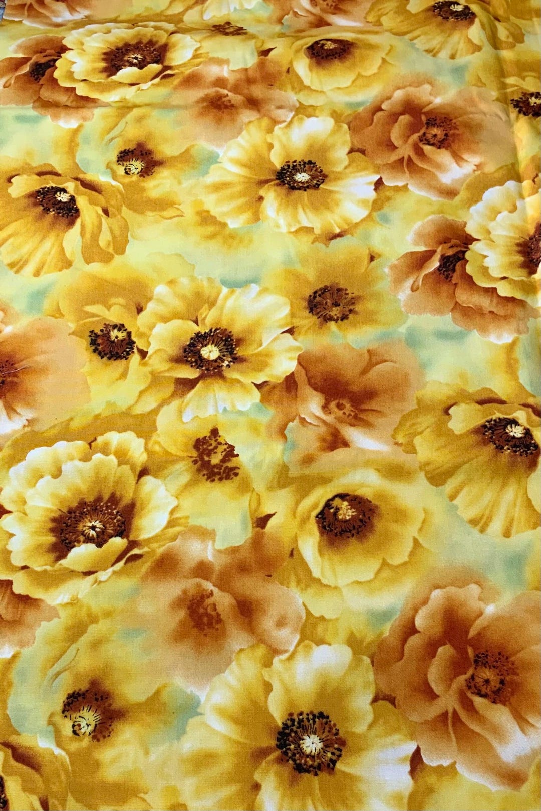 Fabric - Yellow Floral - Seattle Bay Fabrics - Etsy