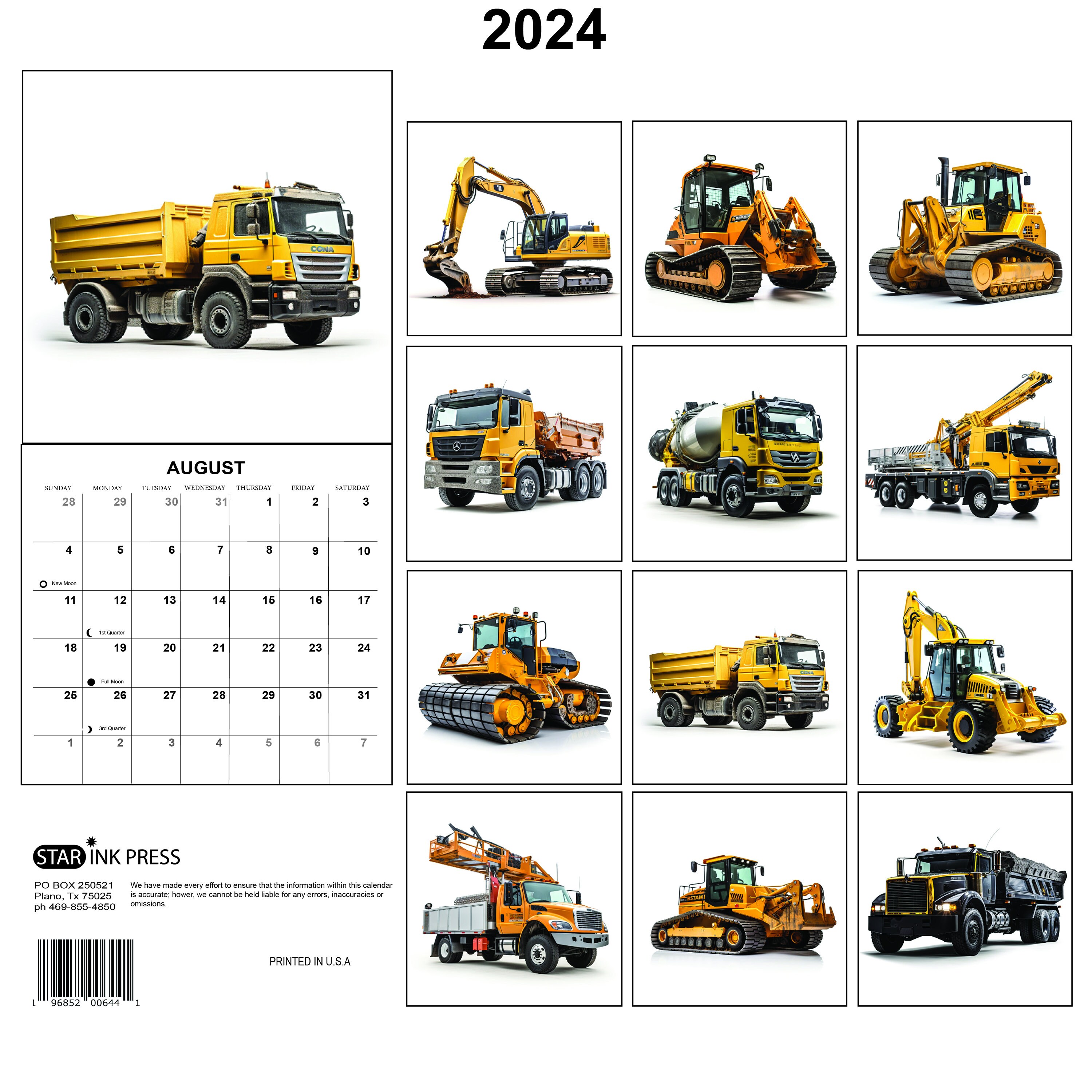 Construction Trucks 2024 Wall Calendar - Etsy