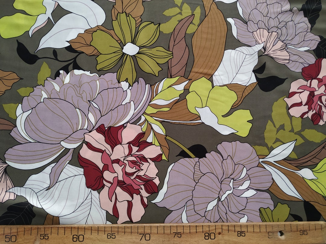 100% Floral Viscose Fabric for Dressmaking, Designer Fabric, Width ...
