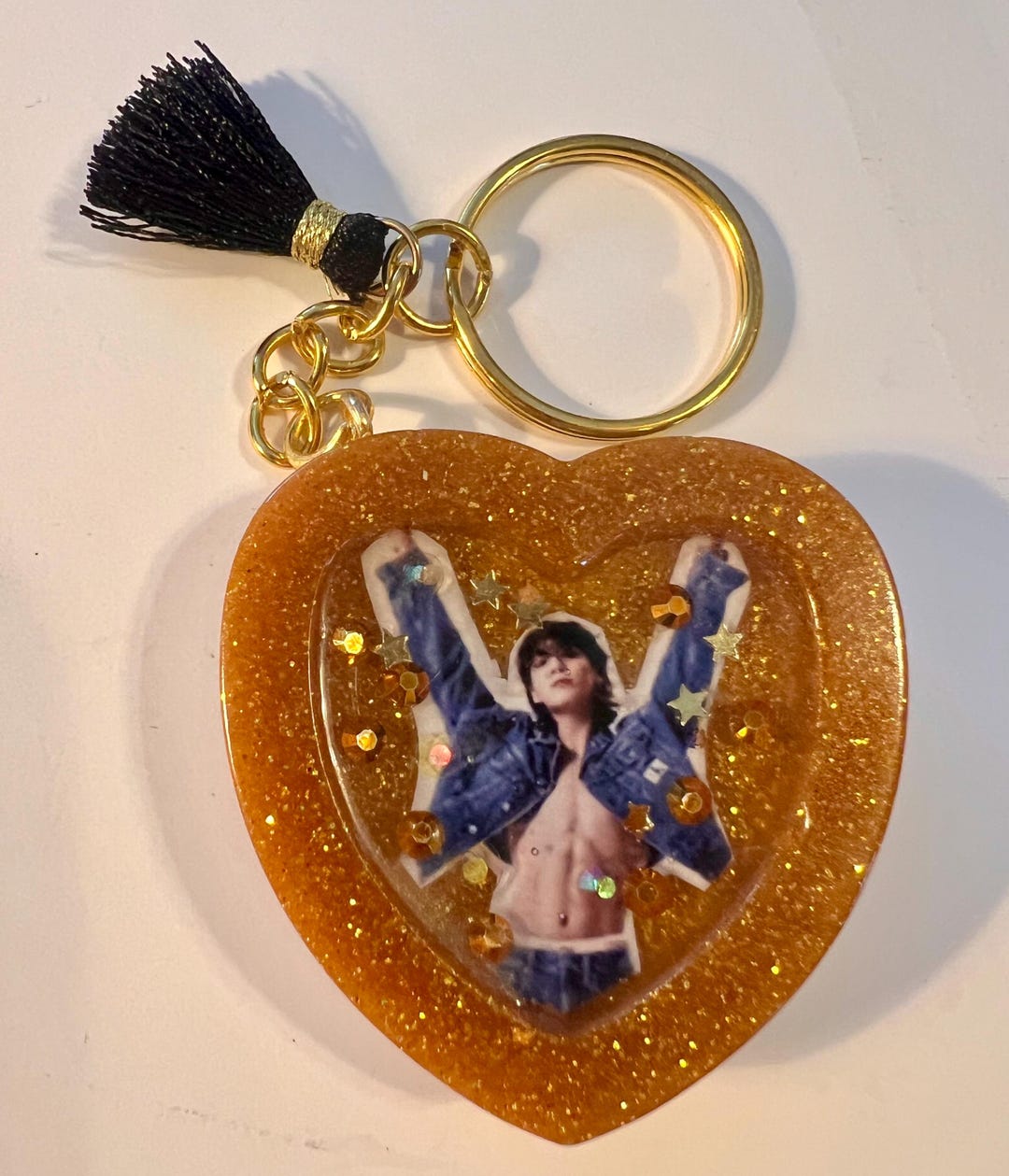 BTS Jungkook Resin Heart Charm Keychain - Etsy