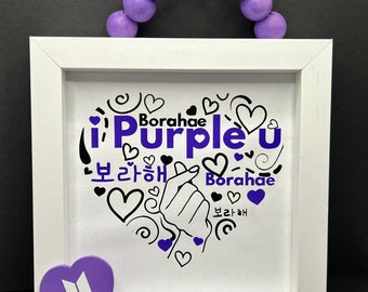 BTS Logo With Flowers in Wood Frame With Beaded Hangar - Etsy