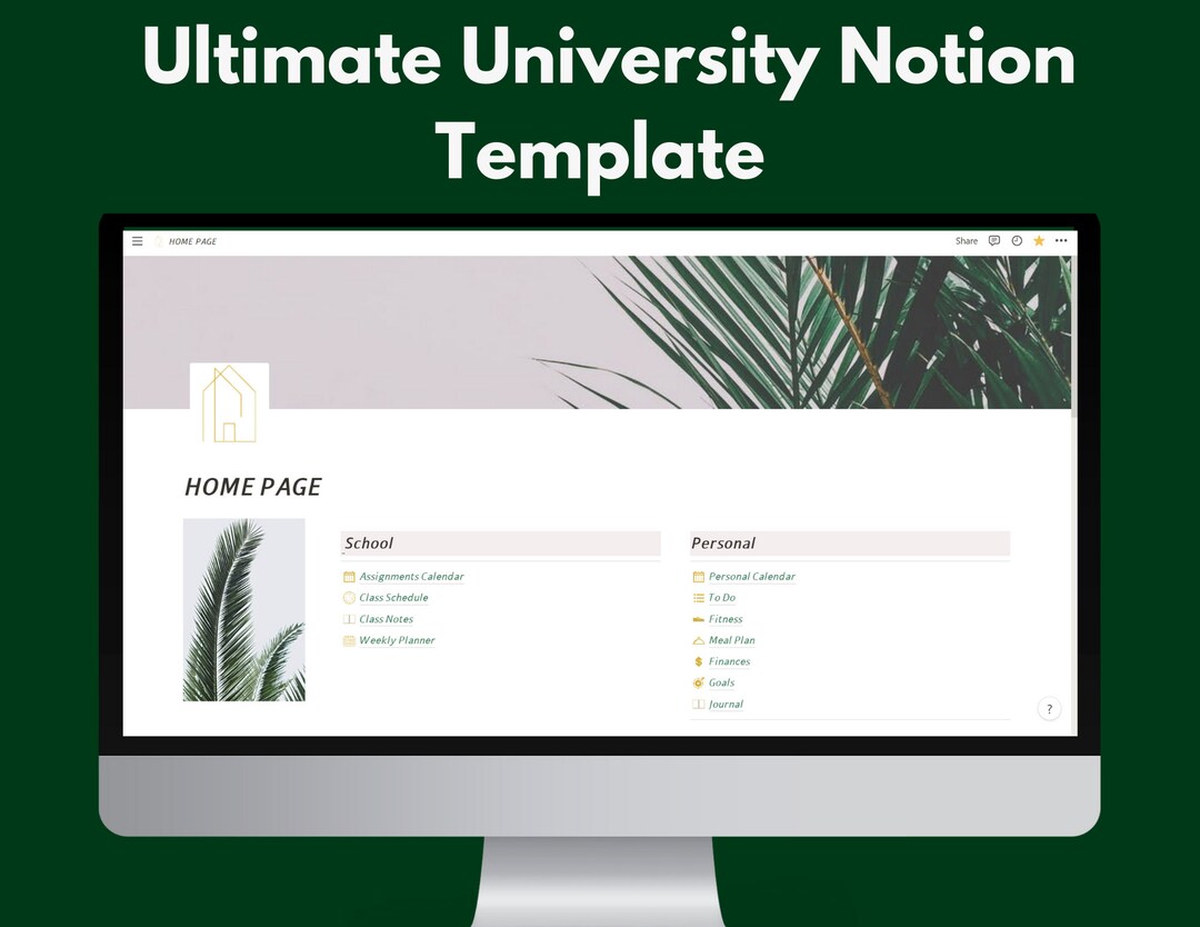 The Ultimate University Student Notion Template - Plant Aesthetic - Etsy
