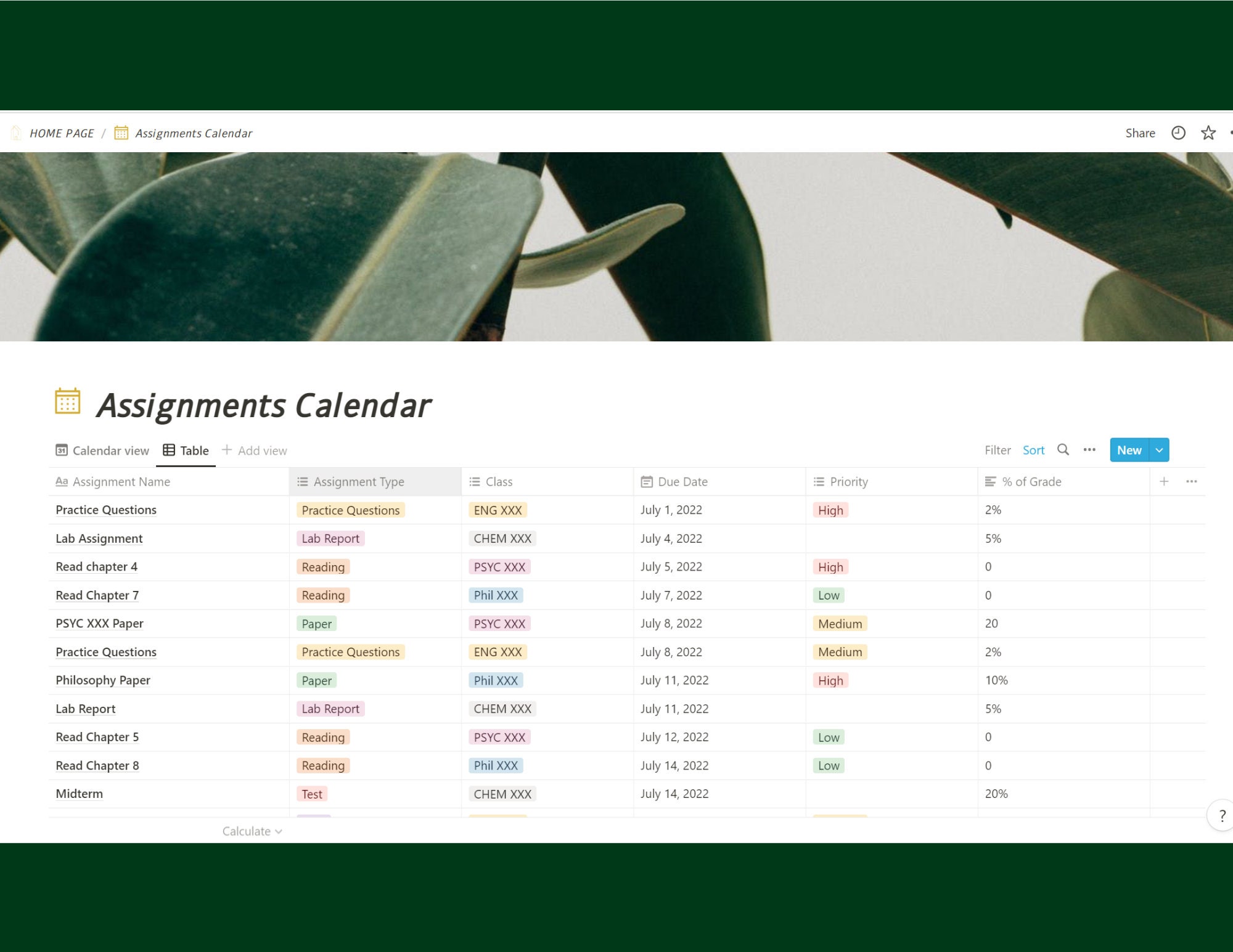The Ultimate University Student Notion Template - Plant Aesthetic - Etsy