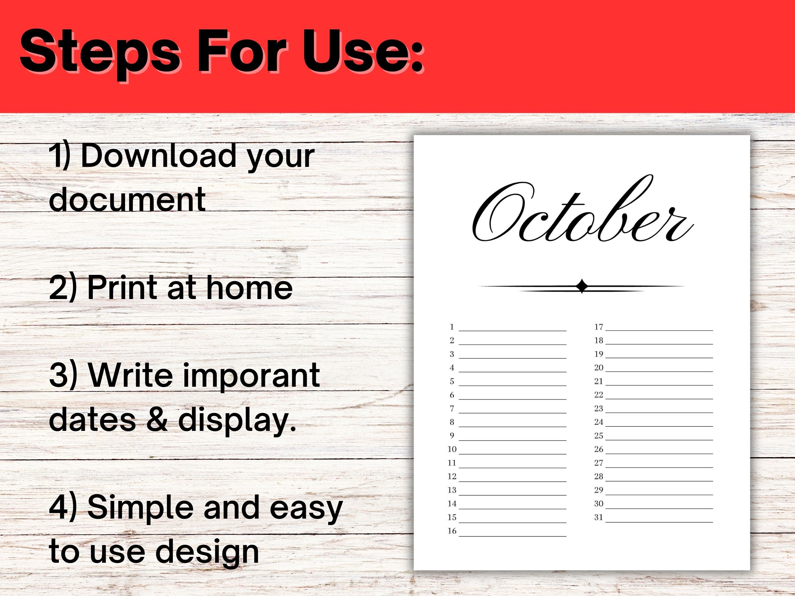 Birthday Calendar Printable, Perpetual Birthday Calendar, Birthday ...