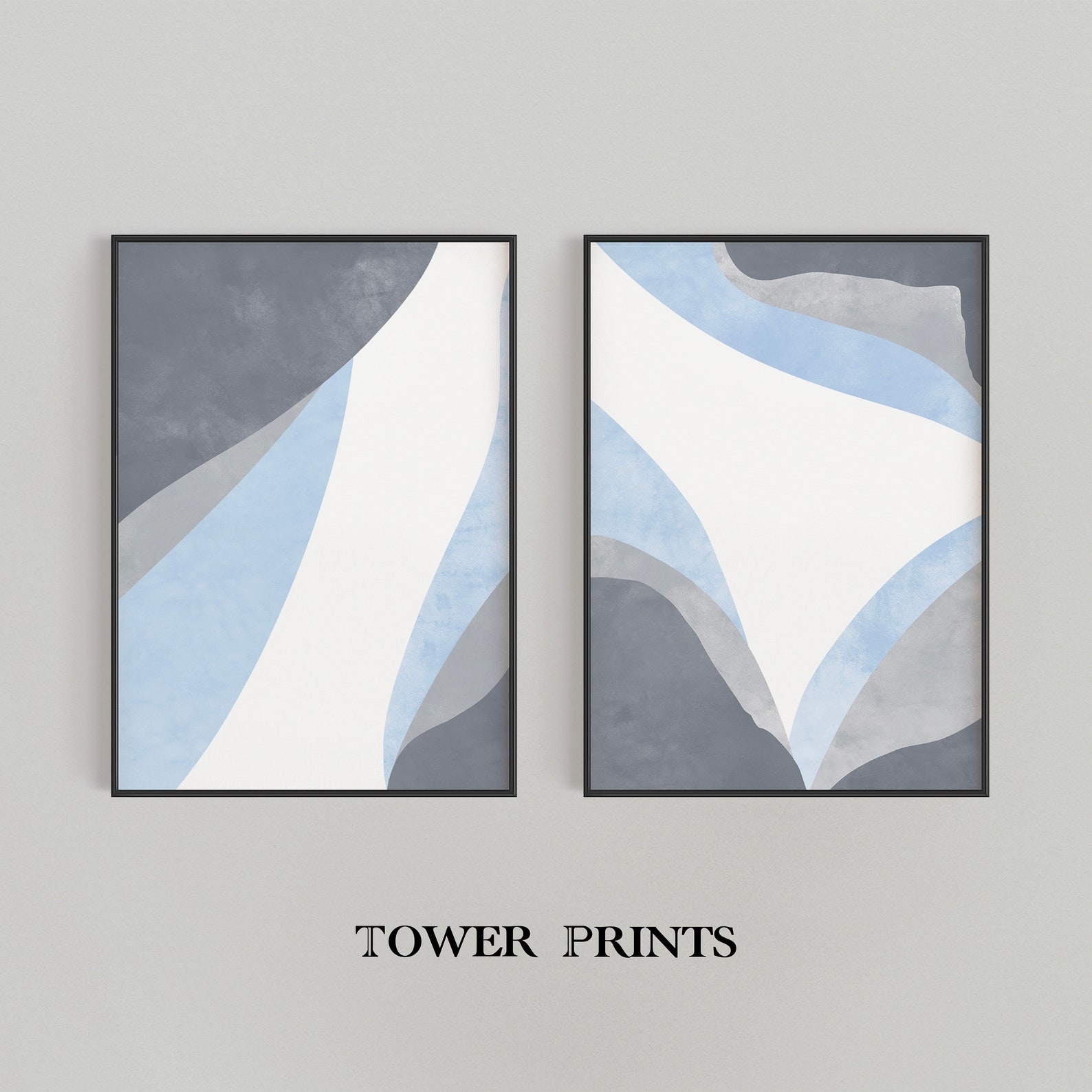 Blue Gray Wall Art, 2 Piece Wall Art Set, Modern Wall Art, Minimalist ...