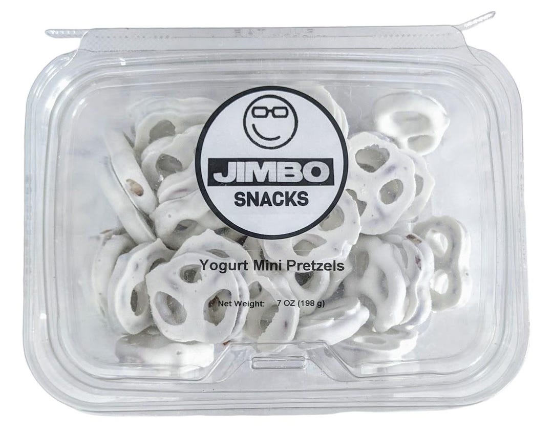 JIMBO SNACKS Delish Yogurt Covered Mini Pretzels in 7 Oz. Tub - Etsy