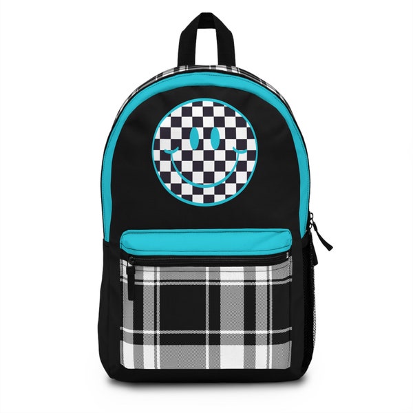 Black Smiley Face Checkered Backpack - Etsy
