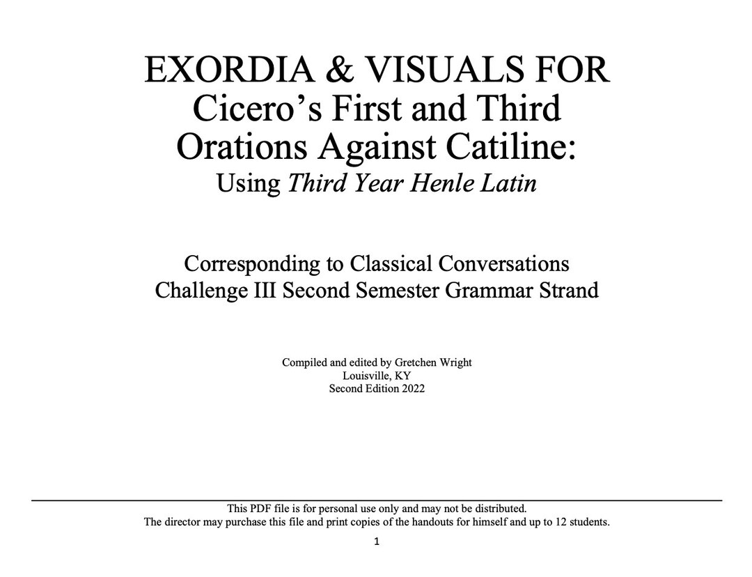 Cicero Exordia and Visuals for High School Studying the 1st and 3rd ...