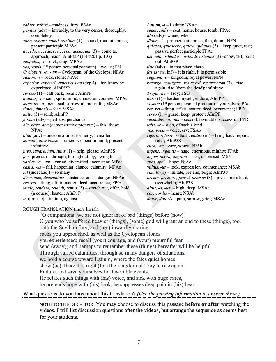 The Aeneid: Discussion Questions -- to Study Henle Fourth Year Latin ...