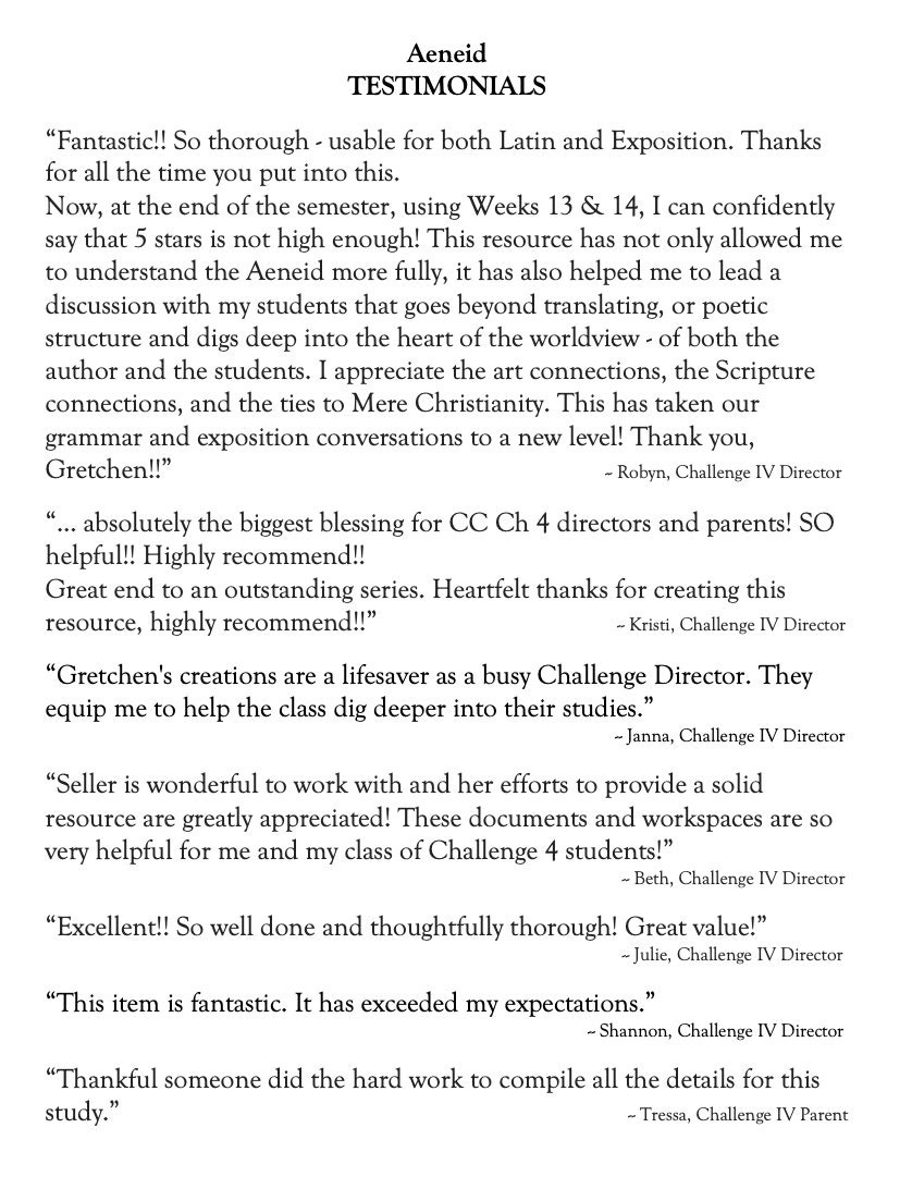 The Aeneid: Teaching Bundle for High School -- to Study Henle Fourth ...