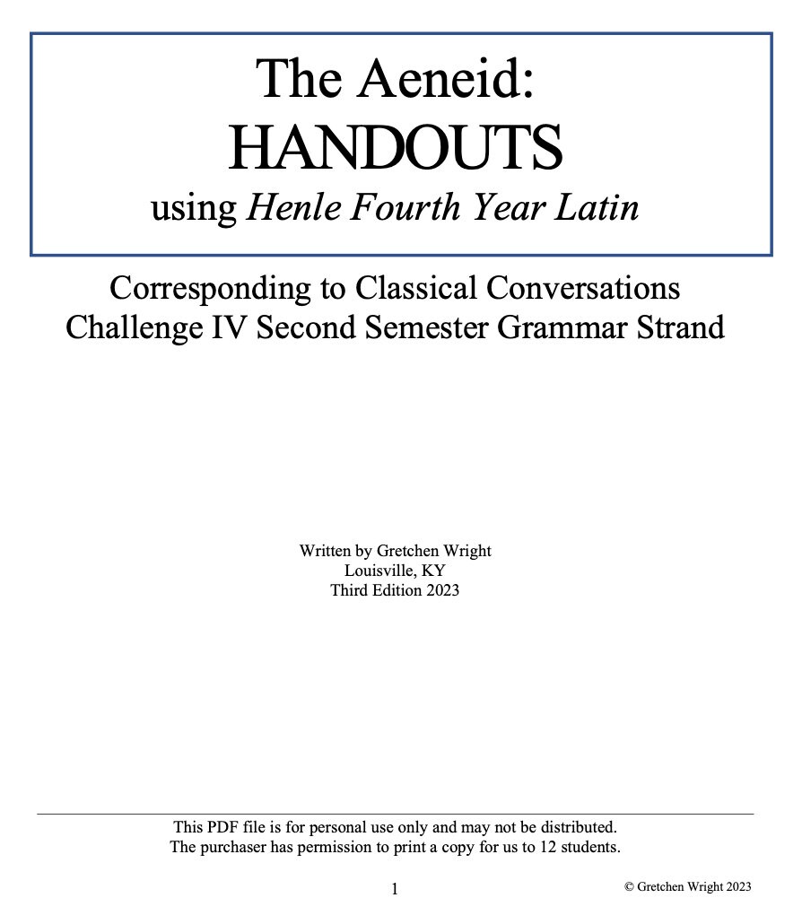 The Aeneid: Teaching Bundle for High School to Study Henle Fourth Year ...