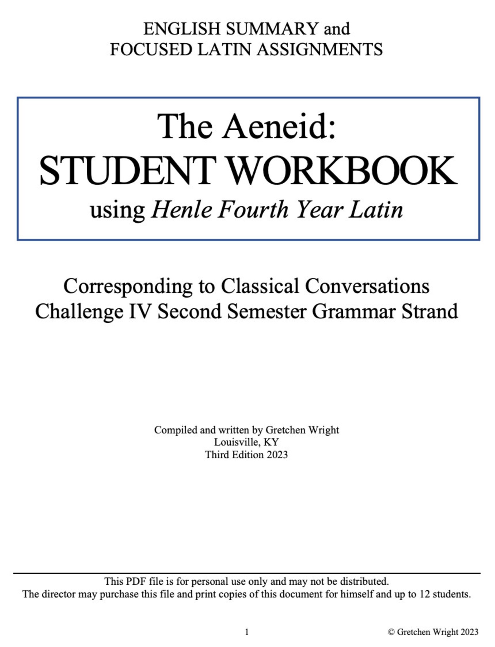 The Aeneid: Teaching Bundle for High School -- to Study Henle Fourth ...