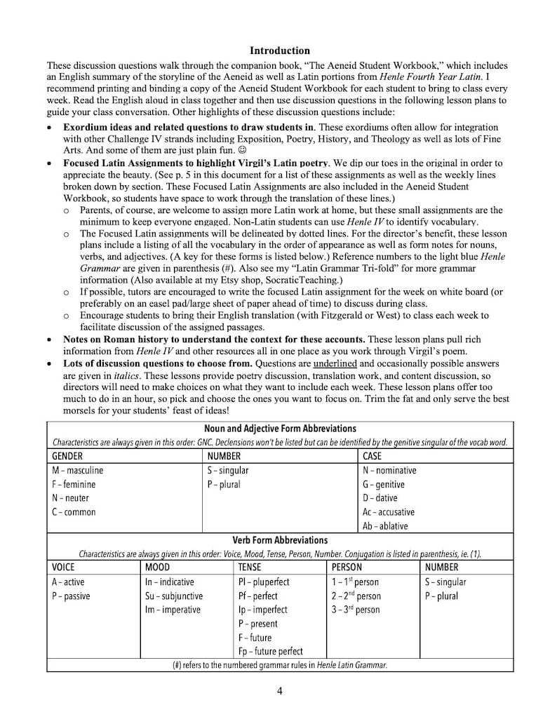 The Aeneid: Teaching Bundle for High School -- to Study Henle Fourth ...
