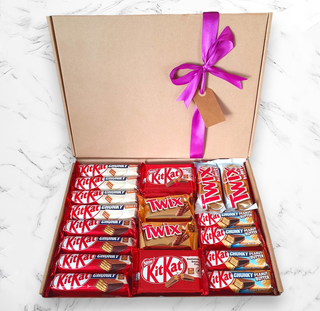 Chocolate Kitkat Bar Gift Box, Personalised Gift Tag, Chocolate Hamper ...