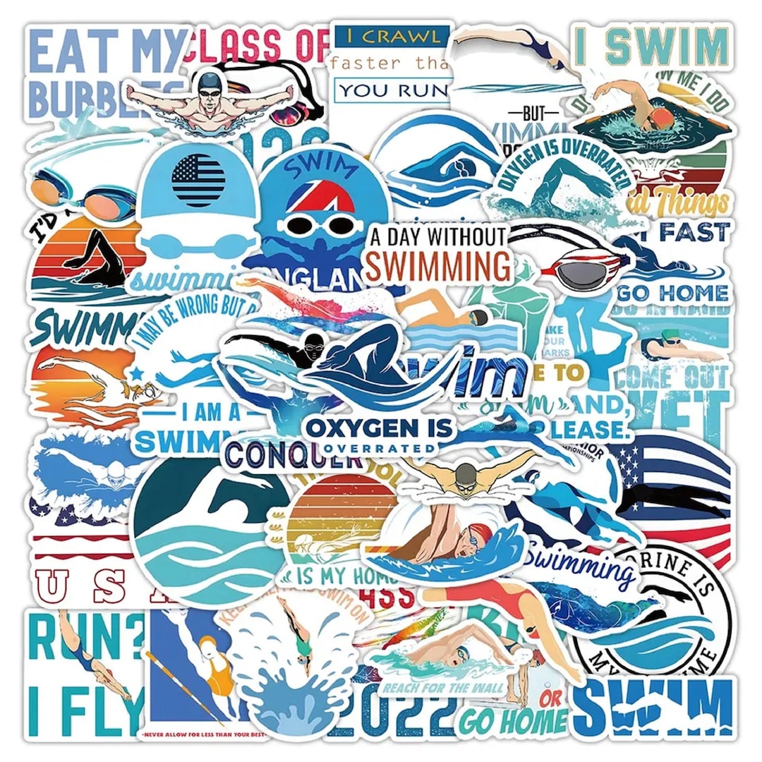 Kawaii Swimming Sport Stickers High Quality Gift Cool Waterproof ...