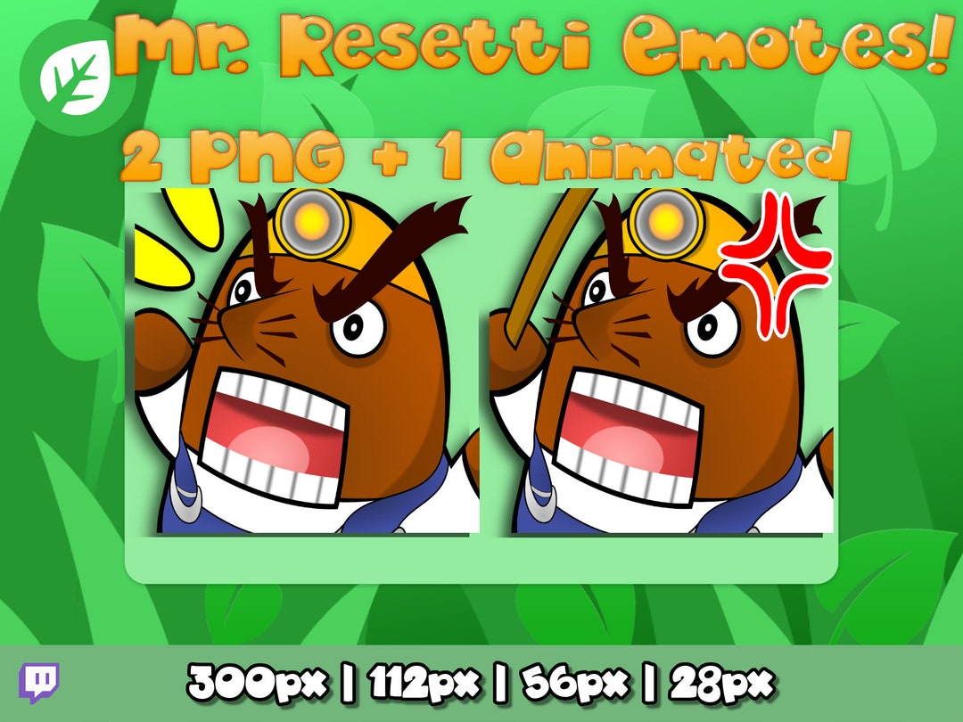 Twitch/discord Mr. Resetti Emote Pack, 2 PNG + 1 GIF, Animal Crossing ...