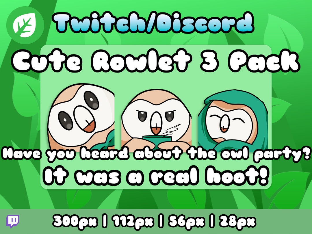 Twitch/discord Rowlet Emote Pack, Set of 3 Emotes! Pokemon Sun/moon ...