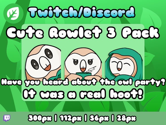 Twitch/discord Rowlet Emote Pack Set of 3 Emotes Pokemon - Etsy