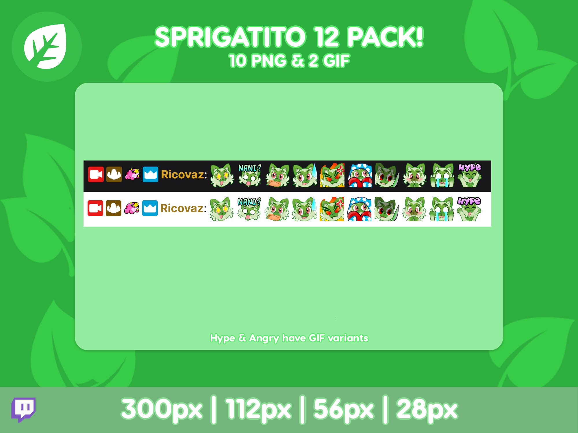Twitch/discord Sprigatito Emote Pack, Set of 10 Emotes 2 Gifs, Pokemon ...