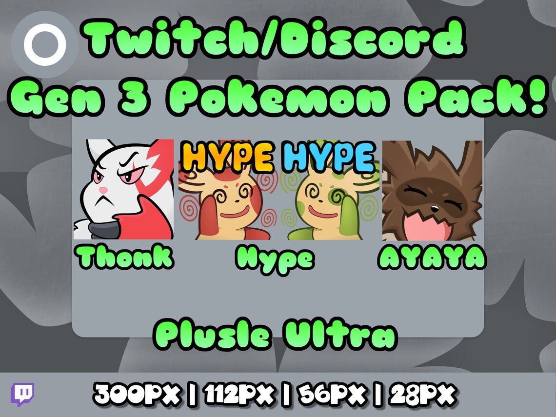 Twitch/discord Gen 3 Emote Pack! Zangoose Thonk, Plusle Hype, Zigzagoon ...
