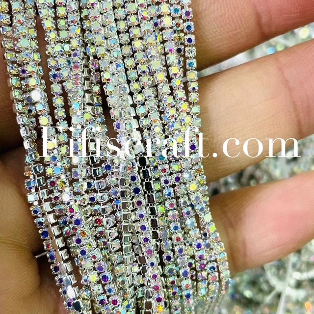 10 Yards of Gold and Silver Rhinestone Chain, Immediate Shipping From ...